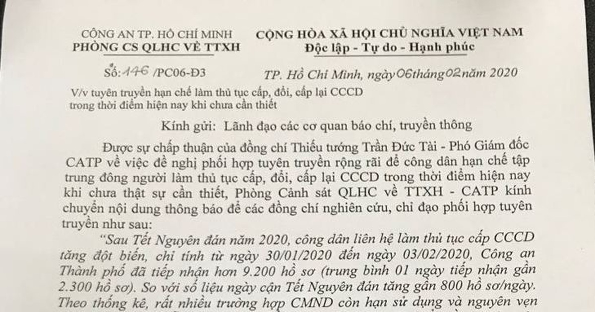 TP.HCM: Hạn chế đổi CMND khi chưa cần thiết để phòng dịch corona - Tuổi ...