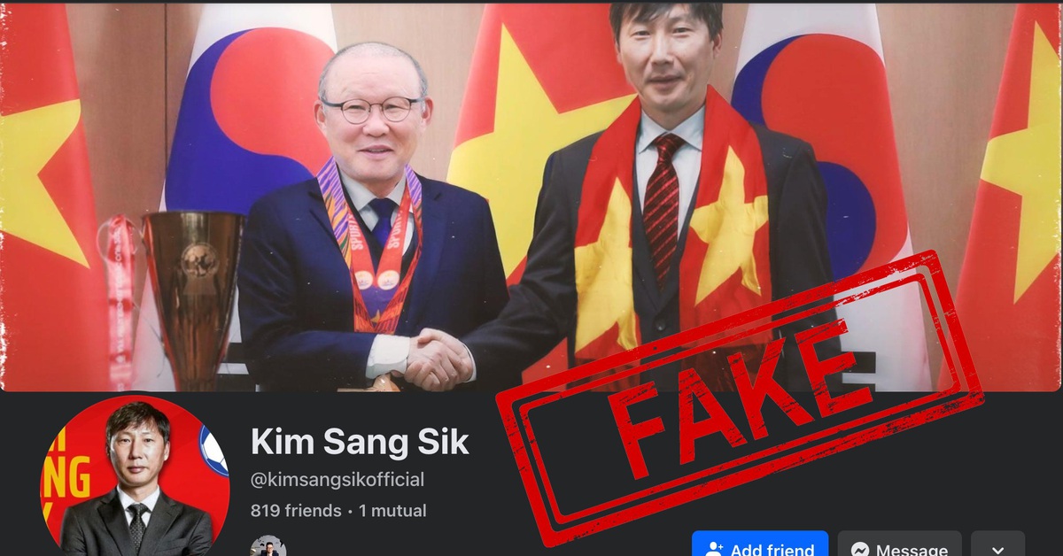 Cảnh báo về các tài khoản mạng xã hội giả mạo huấn luyện viên Kim Sang ...