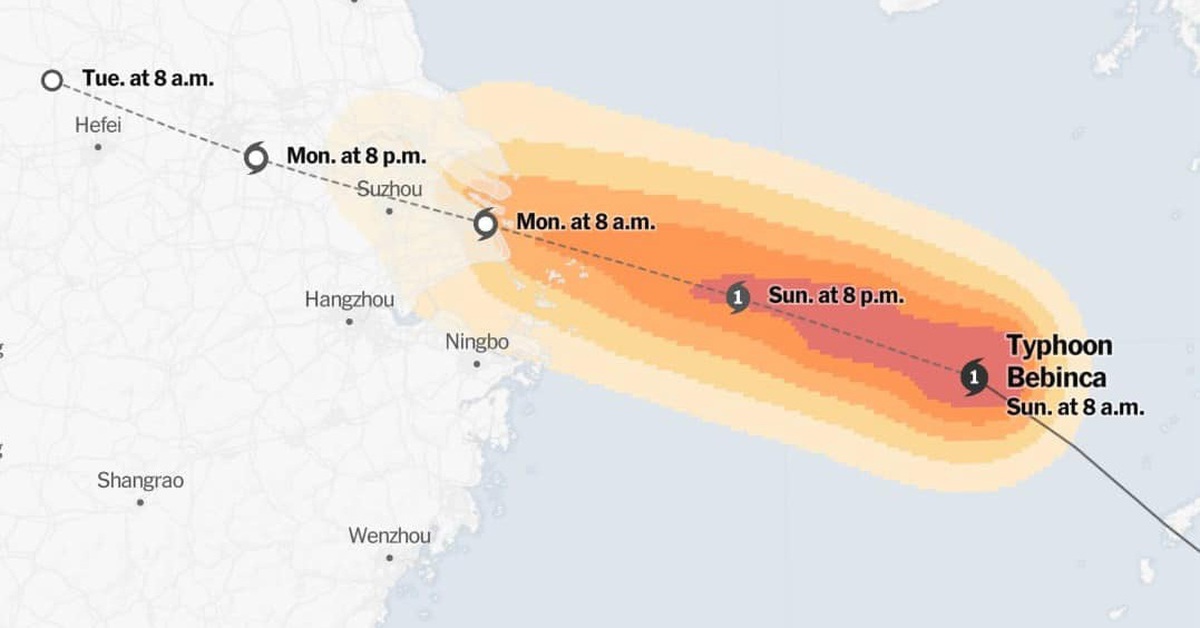 Bão Bebinca với sức gió 180km/giờ hướng về phía đông Trung Quốc - Tuổi ...