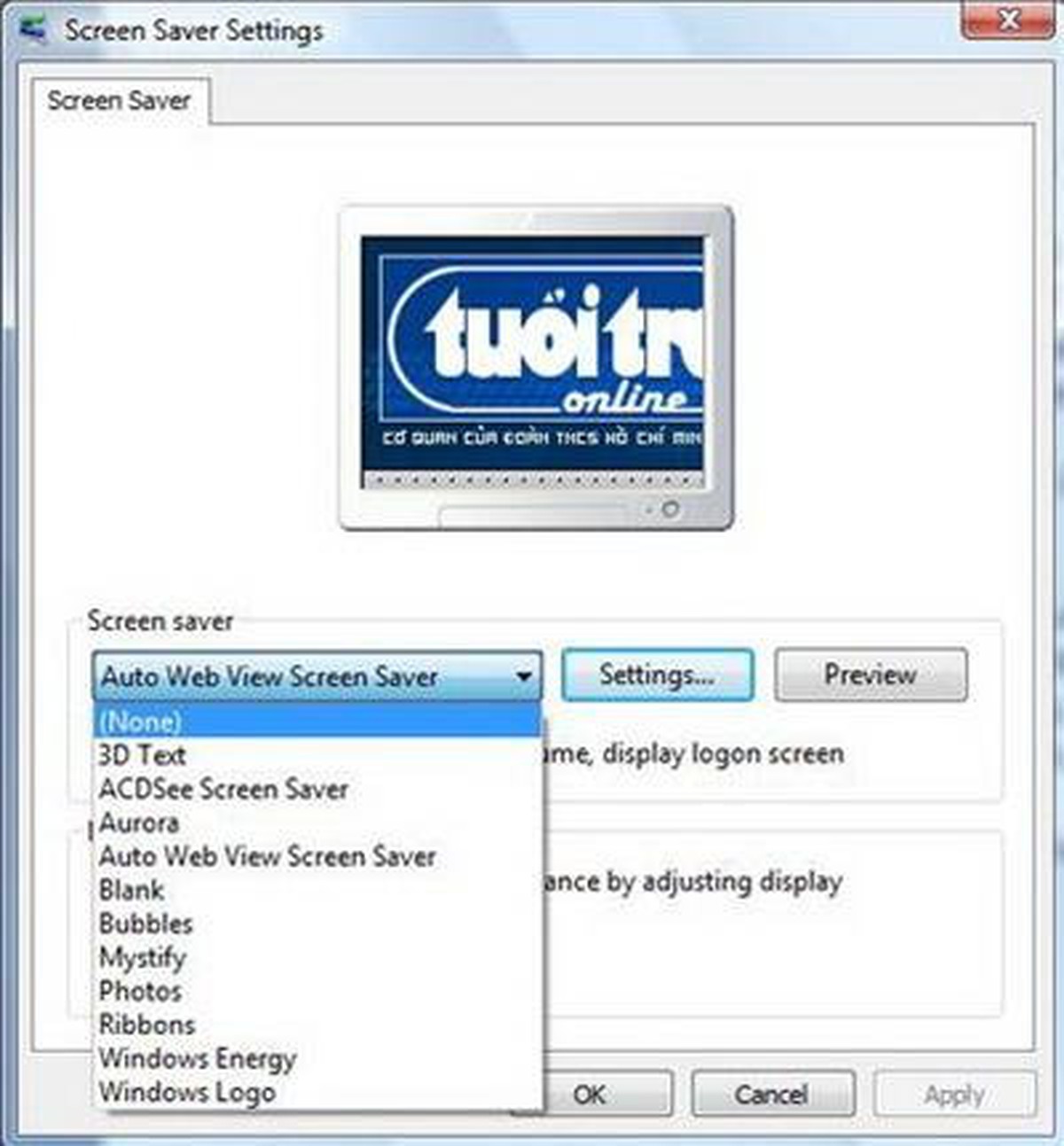 Dùng website online để làm ScreenSaver - Tuổi Trẻ Online
