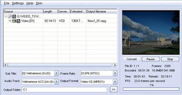 Chuyển DVD thành VCD bằng A1 DVD Ripper - Tuổi Trẻ Online